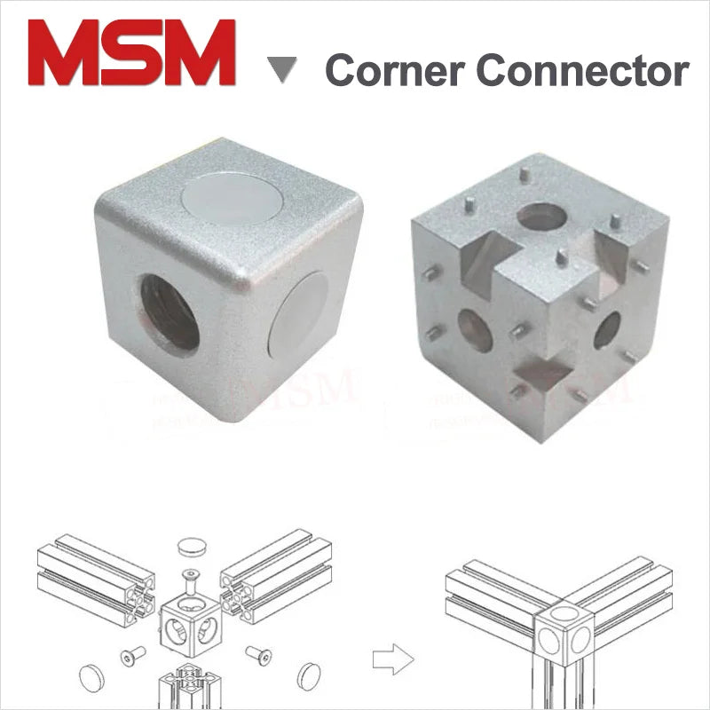 2Sets Aluminium Cube Corner Connector Right Angle 2/3 Way Connection F ...