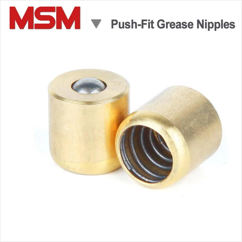 150PCS Brass Push-Fit Type Grease Nipples Copper Push Button Press Fit ...
