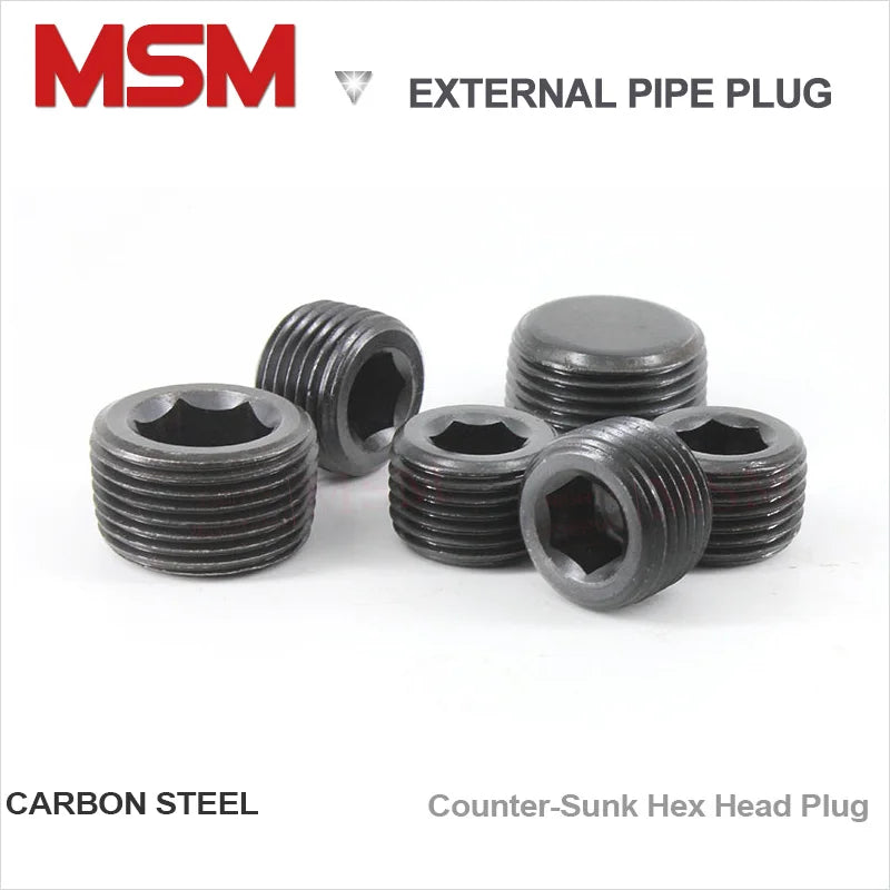 Carbon Steel PT/NPT Throat Plug Counter-Sunk Hex Head Plug External Pi ...