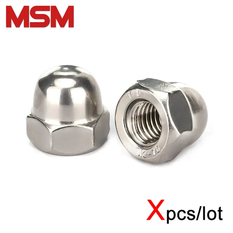Xpcs Hexagon Acorn Nut 304 Stainless Steel Crown Hex Nut M3M4M5M6M8M10 ...