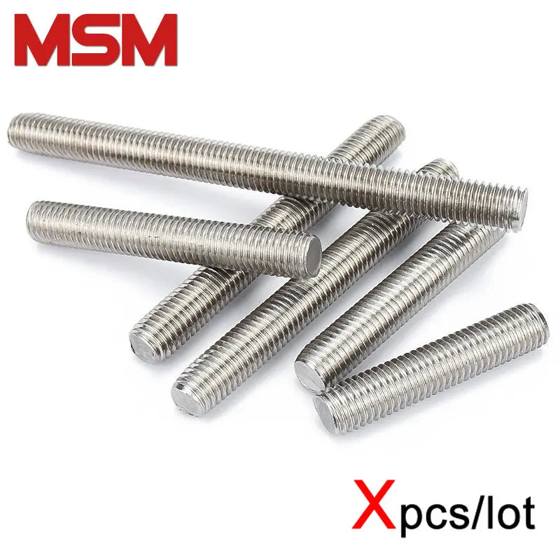 Xpcs M3 M4 M5 Full Thread Bar Headless Bolts Screw Rod 304 Stainless S ...