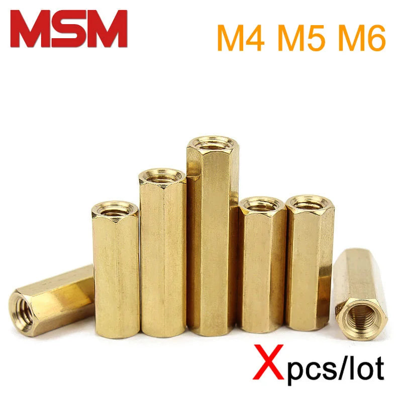 Xpcs M4 M5 M6 Hex Brass Female Thread Standoff Double-pass Hexagonal C ...