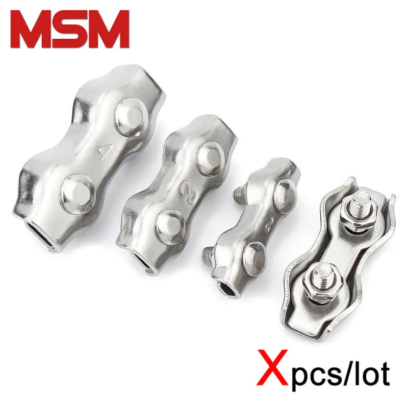 Xpcs Steel Wire Rope Duplex Clamp Buckle 304 Stainless Steel Brake Lin ...